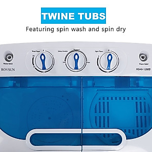 ROVSUN 15LBS Portable Washing Machine, Electric Washer and Dryer Combo with Washer(9lbs) & Spiner(6lbs) & Built-in Pump Draining for Home RV Camping Dorm College Apartment