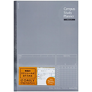 Kokuyo Campus Study Planner Notebook, Daily Ruled, Semi-B5, Gray, for 63 Days, Japan Import (NO-Y80MD-M)