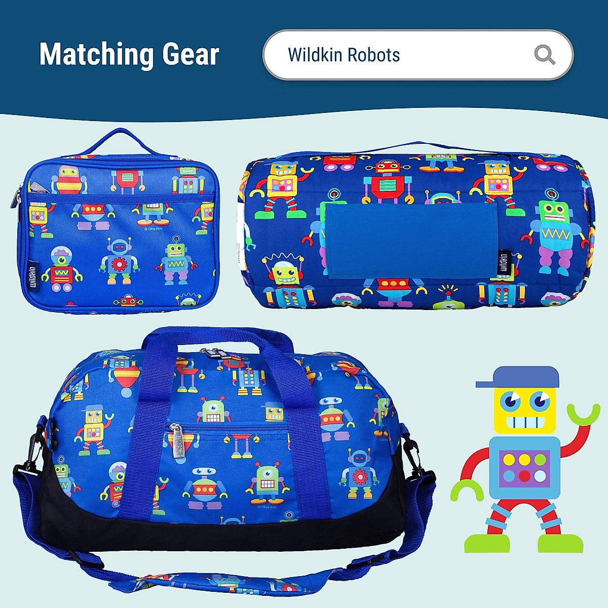 Wildkin 12-Inch Kids Backpack for Boys & Girls, Perfect for Daycare and Preschool, Toddler Bags Features Padded Back & Adjustable Strap, Ideal for School & Travel Backpacks (Robots)