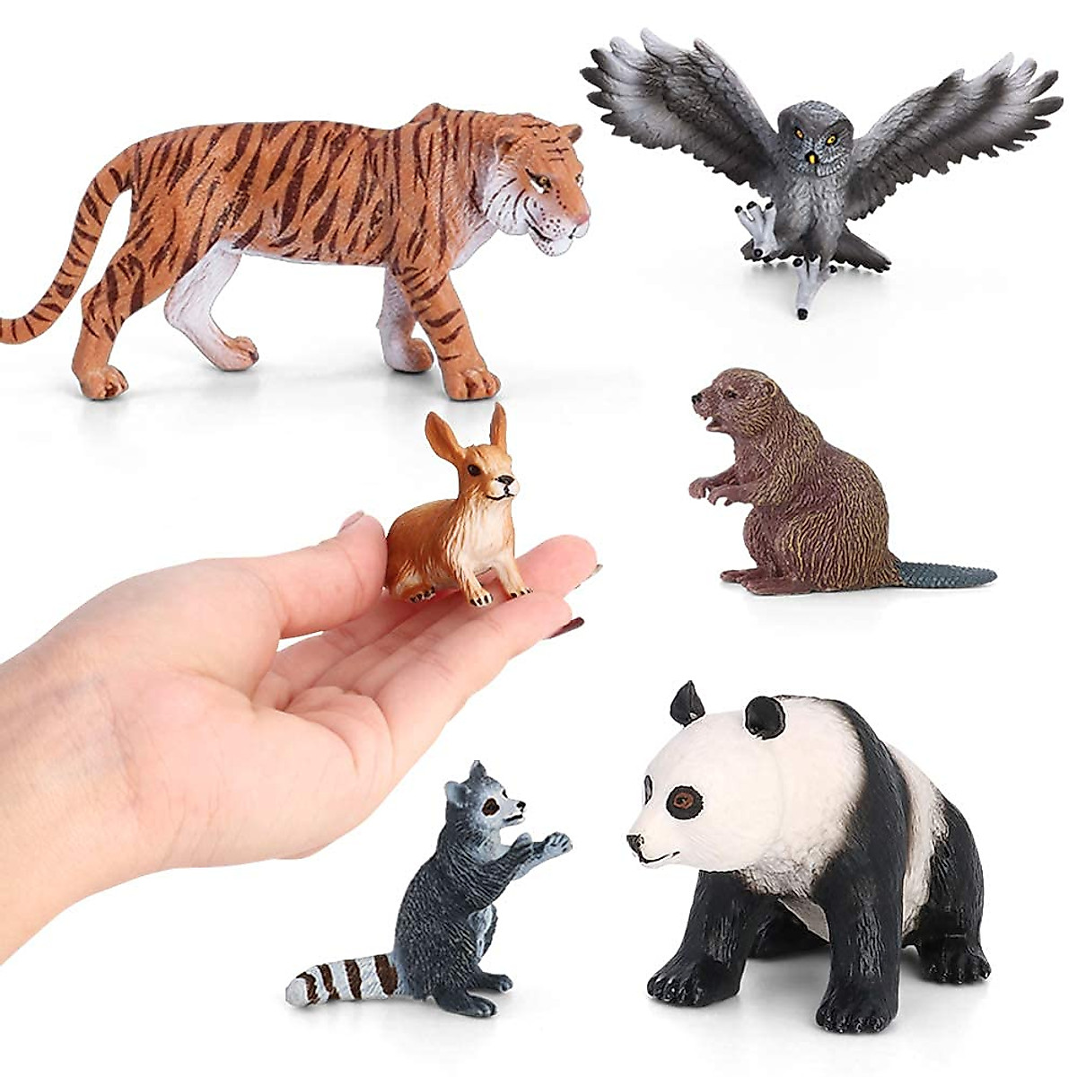 Volnau Safari Animal Figurines Toys 9PCS Eurasia Figures for Toddlers Kids Christmas Decoration Gift Preschool Educational Tiger Panda Jungle Forest Zoo Pack