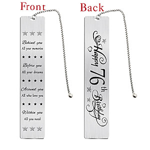 Jzxwan Happy 76th Birthday Gifts for Women Men, 76 Year Old Birthday Bookmark, Female 76 Yr Old Bday Card Gift Ideas, 1948 Birthday Book Mark for Woman Man, 76th Birthday Decorations, 76 th Bd Present