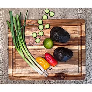 Mountain Woods Brown Teak Wood Cutting Board w/Juice Groove | Cheese Board | Chopping board | Charcuterie board | Butcher Block - 15" x 12" x 0.75"