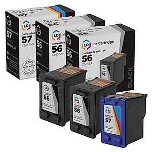 LD Remanufactured Ink Cartridge Replacement for HP 56 & HP 57 (2 Black, 1 Color, 3-Pack)
