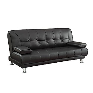 Convertible Sofa Bed with Removable Armrests Black 300205
