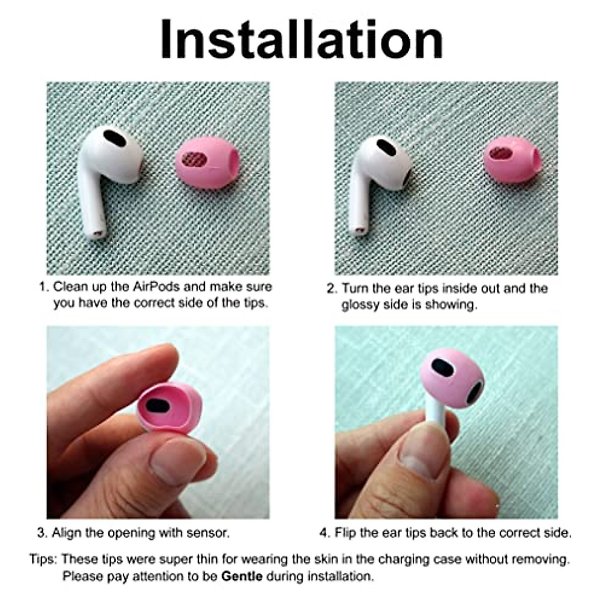 [ Fit in Case ] Ultra Thin Compatible with AirPods Pro 2 Ear Tips Eartips, Replacement Super Thin Anti Scratch Cover Skin Accessories Compatible with AirPods Pro 2nd Generation 2 White 2 Black