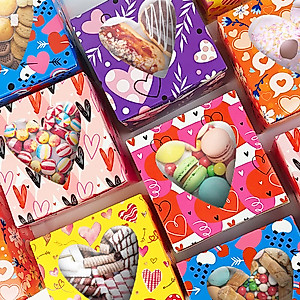 24 Valentines Day Boxes, Heart-shaped Transparent Window Gift Box, Premium Valentines Day Treat Boxes for Kids & Perfect for Holiday Pastries Doughnut and Cookie Boxes, Brownies, Cupcake, Gift Giving