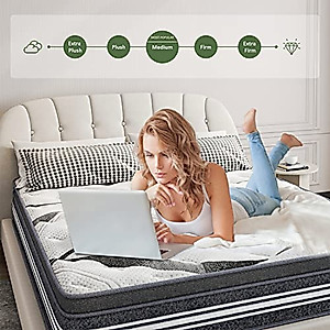 Naiveer Queen Mattress 10 Inch, Memory Foam Hybrid Mattress, Queen Size Mattress in A Box, Individually Wrapped Coils, CertiPUR-US Certified, Medium Firm Mattress for Back Pain & Pressure Relieve