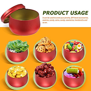 ARTIBETTER 12pcs Candle Tin Empty Tinplate Cans Round Candle Jars Candle Containers Candy Party Favors Box Holder 4oz for Candle Making Beads Buttons Storage Red