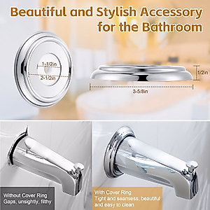 Dreyoo Diverter Tub Spout with Tub Spout Cover Ring, Universal Fits 1/2" Copper Pipe, 1/2" IPS and 3/4" IPS, Bathroom Bathtub Faucet Replacement with Foam Gasket, Adapters and Hex Wrench (Chrome)