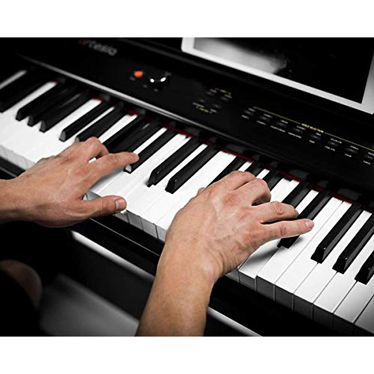 Artesia Harmony 88 Weighted Key Digital Piano - Black with Matching Furniture Stand and Three Pedal Board, includes Two Months of TakeLessons Online Lessons