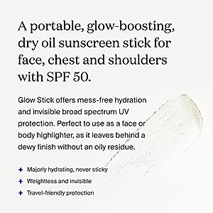 Supergoop! Glow Stick, 0.70 oz - SPF 50 PA++++ Dry Oil Sunscreen Stick for Face & Body - Brightens & Hydrates for a Healthy Glow - Mess-Free, Travel-Friendly SPF