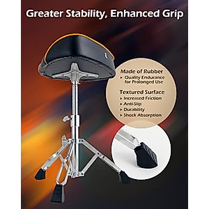 EHWD Premium Motorcycle Drum Throne, Rotatable Stool, Memory Foam Cushion with Anti-Skid Groove, Threaded Height Adjustment with Die-Cast Tripod. Edge Hardware Design NE1M