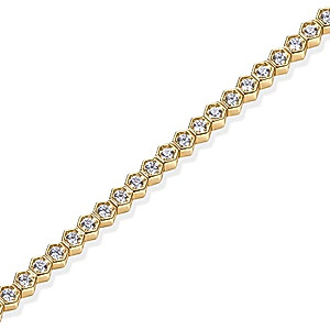PAVOI 14K Yellow Gold Plated 2mm Cubic Zirconia Honeycomb Tennis Bracelet | Gold Bracelets for Women | 6.5 Inches