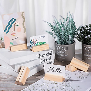 12 Pieces Wood Place Card Holders Trapezoidal Wooden Table Number Holder Sign Support Stands for Name Card for Wedding Retail Shop Birthday Party Events Home Decoration (0.06 Inches)