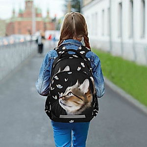 Cute Kitty Cat With Butterfly Backpacks Travel Laptop Daypack School Book Bag for Men Women Teens Kids
