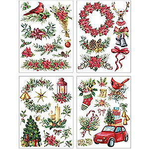 4 Sheets Rub on Transfers 16 x 12 Inches Sunflower Rose Eucalyptus Furniture Rub on Transfers Stickers for Crafts Wood Furniture Fabric Journal Envelope Scrapbooking (Bright Style)