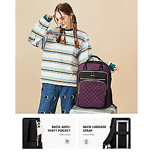 LOVEVOOK Laptop Backpack Purse for Women, 15.6" Laptop Bag for Travel with USB Port, Water Resistant Lightweight Daypacks for College Work Business, Nurse Teacher Computer Bags, Purple Black
