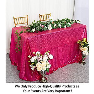 ShinyBeauty Hot Pink Sequin Tablecloth Rectangle 60inx102in Sequin Tablecloth for Wedding/Party-Fuchsia