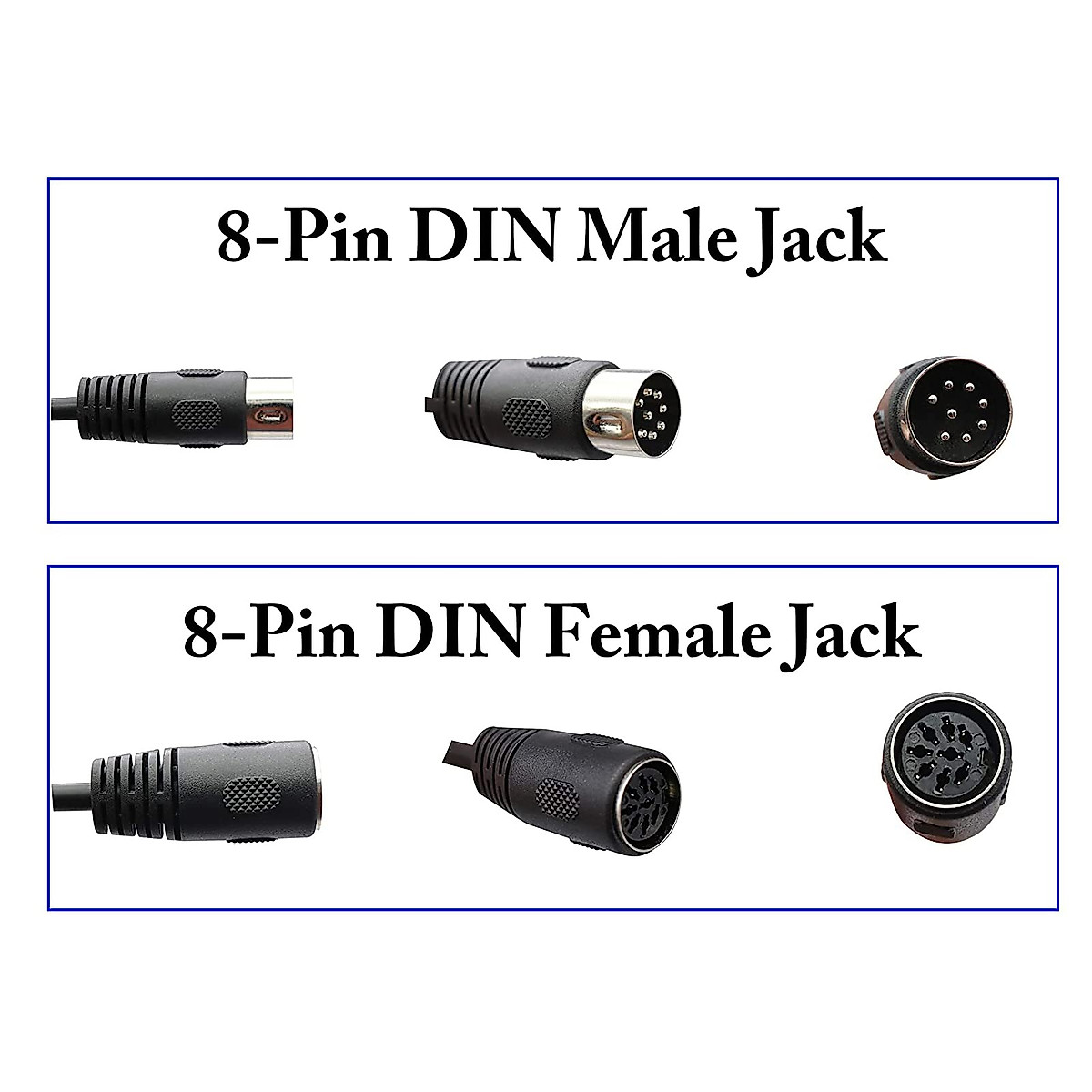 LOKEKE 8 Pin DIN MIDI Splitter Cable, 8 Pin DIN DIMI Male to 2 Din 8 Pin Female Y Cable Cord Wire Audio Socket Compatible with Bang Olufsen PowerLink MK2(8Pin to 8Pin)
