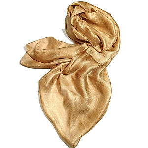 Shanlin Solid Color Silk Feel Long Scarves (Gold)