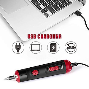 Eastvolt 4V Cordless Mini Electric Screwdriver, 1500mAh USB Rechargable Battery, 32 Pieces 1/4 in HEX Screwdriver Bits, 1 Piece Extension Holder and Storage Toolbox