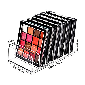 JessLab Eyeshadow Palette Makeup Organizer, Acrylic 7-Section Divided Make up Organizers and storage for Bathroom Vanity Countertop, Transparent, S