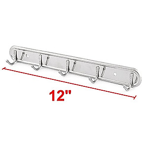 uxcell Bedroom Washroom Wall Mounted 5 Hooks Towel Hat Coat Hanger Rack 2PCS