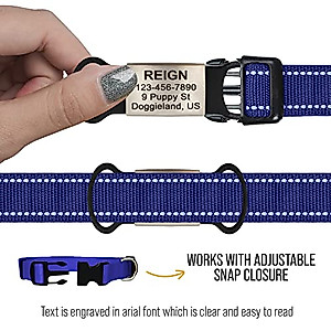 Slide On Pet Tag ID - Silent Custom Dog Tags - Name Tags Personalized - No Jingle Slide On Cat Tag ID - Engraved Collars