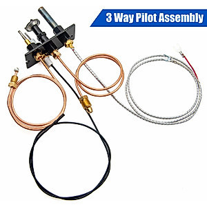 Propane and Natural Gas Pilot Assembly Replaces 10002265 10002264, LP NG 3 Way Pilot Replacement for Majestic,Temco,Vermont Castings Dutchwest,Fireplace and Stoves(Include Free NG Nozzle)