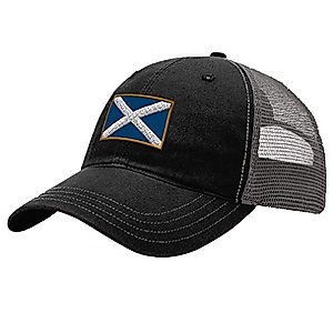 Trucker Hat Richardson Scotland Embroidery City Name Cotton Soft Mesh Cap Snaps - Black/Charcoal, Design Only