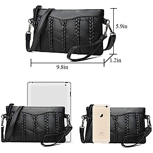 KARRESLY Women's Rivets Studded Shoulder Bag Black Tassel Clutch Bag Cross Body Bags (Black-1-1)
