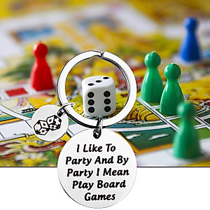 ENSIANTH Funny Board Game Gift Board Game Keychain Board Game Lover Gift I Like to Party and by Party I Mean Play Board Games (Board Game Keychain)