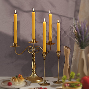 Natural Beeswax Taper Candles,8 inch Long Beeswax Candle Sticks,10 Hour Burn Time Tapered Candle, Dripless and Smokeless Beeswax Tapers, for Purified Air Spa Relaxation Christmas Home Decor(4pcs)