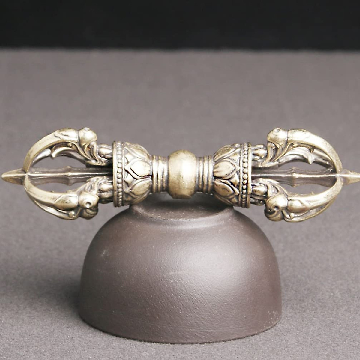 SEWACC Tibetan Vajra Dorge Antique Brass Dorje Vajra Pestle Four Strands Demon Pestle Buddhism Religious Supplies Tibetan Buddhist Decoration