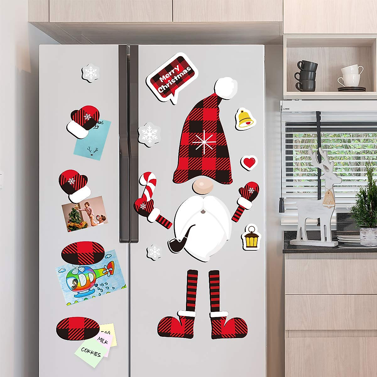 D-FantiX Christmas Gnomes Magnet Set, 21 Pcs Refrigerator Fridge Magnets Strong Swedish Tomte Gnome Holiday Scandinavian Magnetic Christmas Decorations for Metal Door, Cabinets