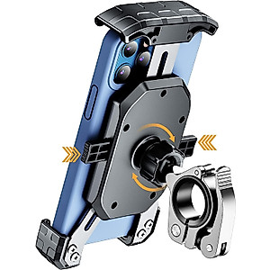 Kewig Motorcycle Phone Mount, Bike Phone Mount with Quick Install Handlebar Clamp, Scooter ATV Motorcycle Cell Phone Holder Cradle with Aluminum Alloy Sturdy Mounting Base, Fit for 4-7" Phones