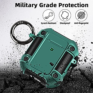 for AirPods 2nd Generation Case, Airpods Case with Secure Lock Clip Keychain for Men Women, AirPods 1&2 Cover Rugged Full Body Shockproof Hard Shell Protective Cases for Apple AirPods 2nd/1st-Green