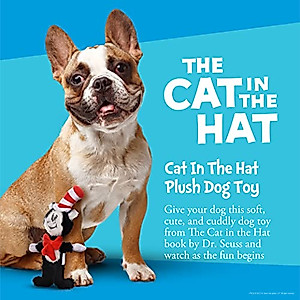 Dr. Seuss for Pets The Cat in The Hat Figure Plush Dog Toy | Small Dog Toys, 6 Inch Dog Toy The Cat from The Cat in The Hat | Red, White, and Black Stuffed Animal Dog Toy from Dr Seuss Collection