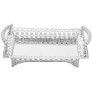 Cake Display Plate Silver Footed Fruit Basket Tray Metal Dessert Display Platter Decorative Snacks Plate Cake Serving Dish Appetizers Platter Tray for Home Party Kitchen