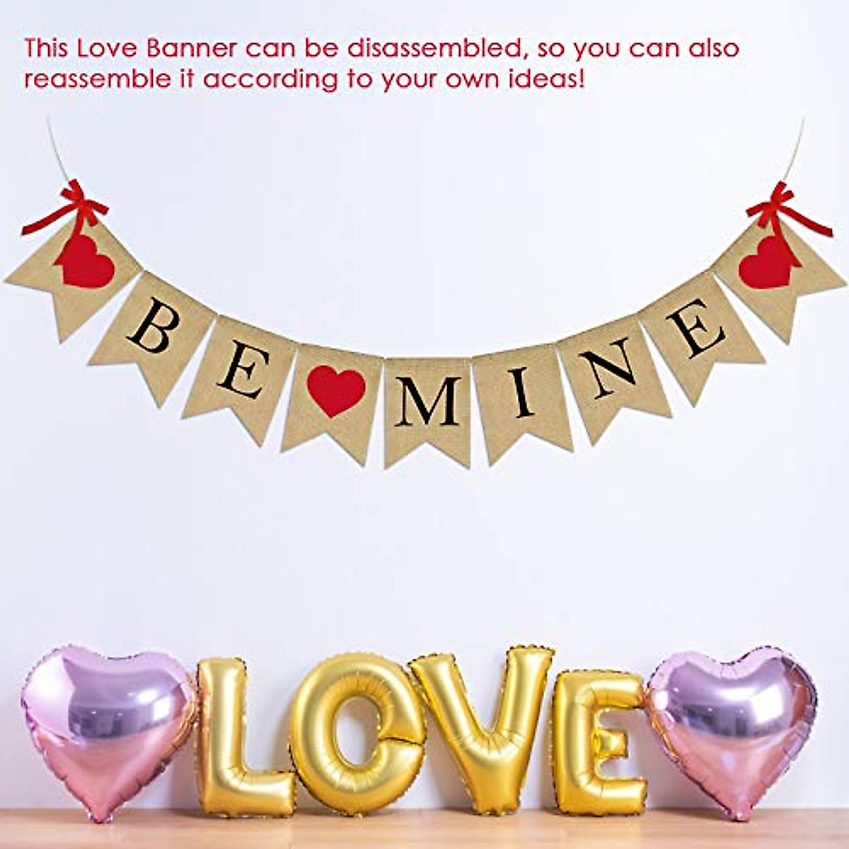 Be Mine Burlap Banner Happy Anniversary Decorations Wedding Anniversary Banner with Heart Sign Proposal Burlap Banner Wedding Party Anniversary Day Indoor/Outdoor Weeding Decorations Supplies