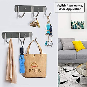 Newness Wall-Mounted Coat Rack, 3-Hooks Coat Hooks Rail Heavy Duty Towel Rack, Modern Stainless Steel Door Holder for Coat, Belt, Keys, Headset, Clothes, Hanger Rack for Bathroom Kitchen (2 Pack)