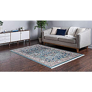 Unique Loom Narenj Collection Classic Traditional Textured Hunting Design Area Rug, 8 ft x 10 ft, Blue/Tan