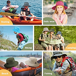 Zando Boys Sun Hat Outdoor Breathable Kids Bucket Hat Boys Girls UPF 50+ Sun Protective Hats for Kids Wide Brim Safari Hat Summer Fishing Camping Hiking Hat Boys Beach Cap Dark Grey 5-13 Years