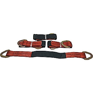 4 Axle Strap Tie Downs 24" Long and 4 Ratchet Tow Straps Car Haulers - Red