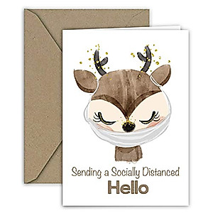 Paper Frenzy Masked Animals Quarantine Notes for Social Distancing Greeting Cards - 5 Different Designs (5 Cards per Design - 25 Total Cards)