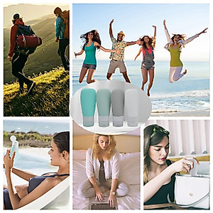 Silicone Travel Bottles, Vonpri Leak Proof Squeezable Refillable Travel Accessories Toiletries Containers Travel Size Cosmetic Tube for Shampoo Lotion Soap Liquids (2oz 4pack)