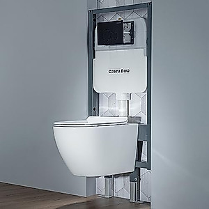 Casta Diva In-Wall Toilet Combo Set Incl. Wall Hung Toilet Bowl and Seat, Toilet Tank and Carrier System, For 2x4 / 2x6 Studs