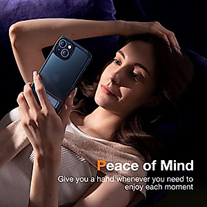 TORRAS MarsClimber Designed for iPhone 13 Case/iPhone 14 Case, [3 Stand Ways] [8FT Military Grade Shockproof] Translucent Matte Thin Slim Phone Case for iPhone 14/ iPhone 13 with Stand, Black