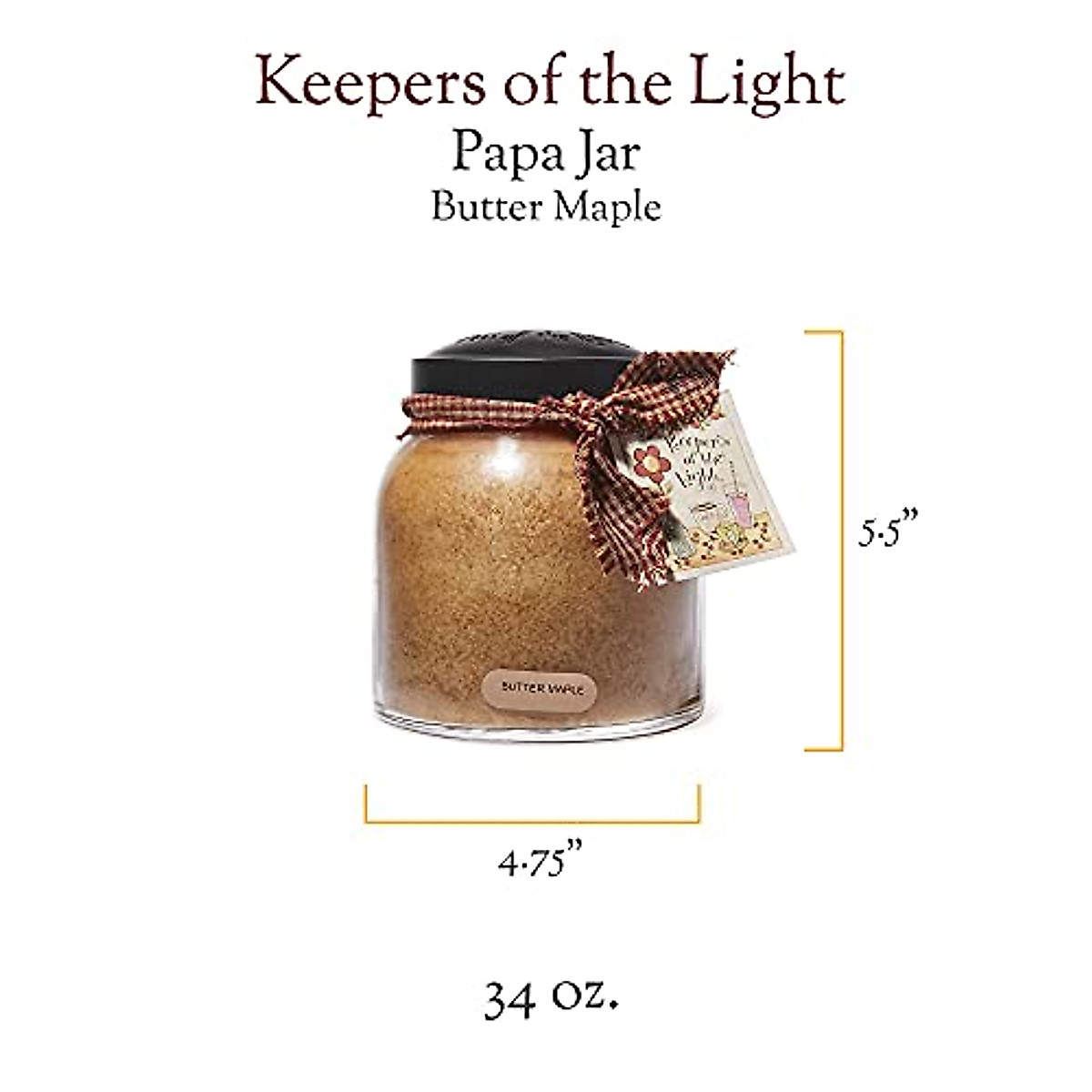 A Cheerful Giver - Butter Maple - 34oz Papa Scented Candle Jar with Lid - Keepers of the Light - 155 Hours of Burn Time, Gift for Women, Brown