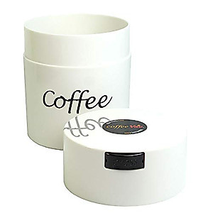 Coffeevac 1/2 lb - The Ultimate Vacuum Sealed Coffee Container, White with Logo